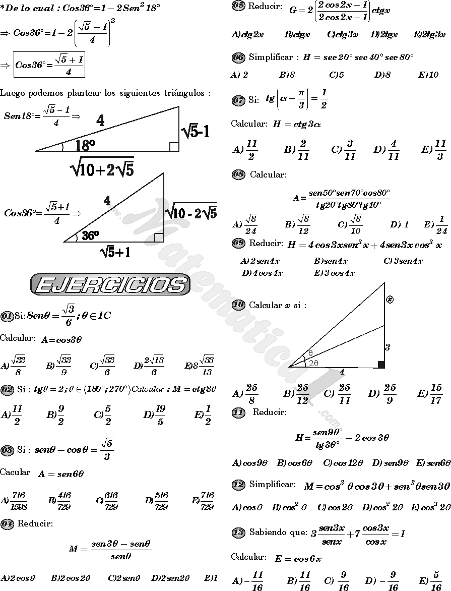 IDENTIDADES DEL ANGULO TRIPLE EJERCICIOS RESUELTOS DE TRIGONOMETRIA DE ...