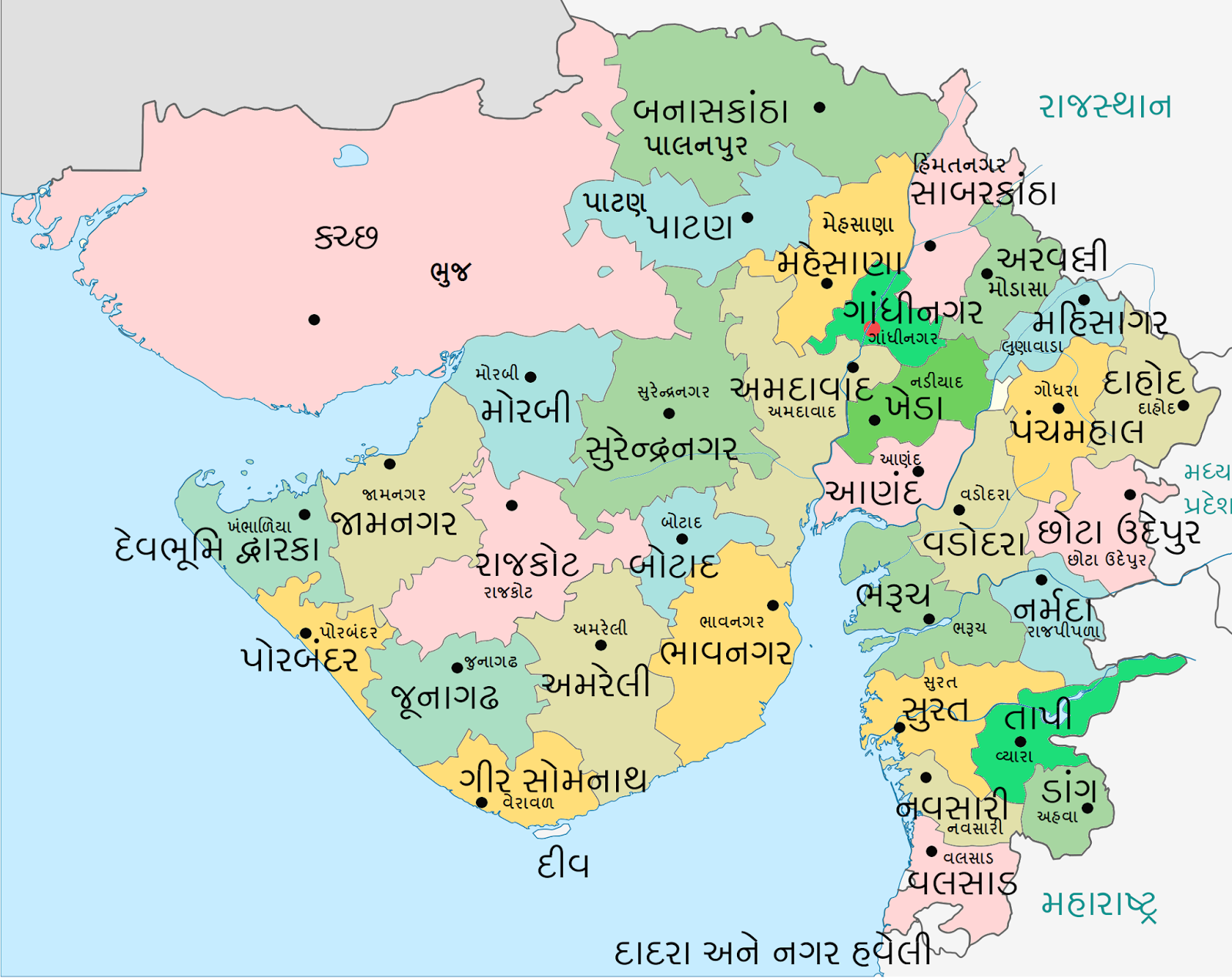 EduHub: Gujarat New Map with Main City