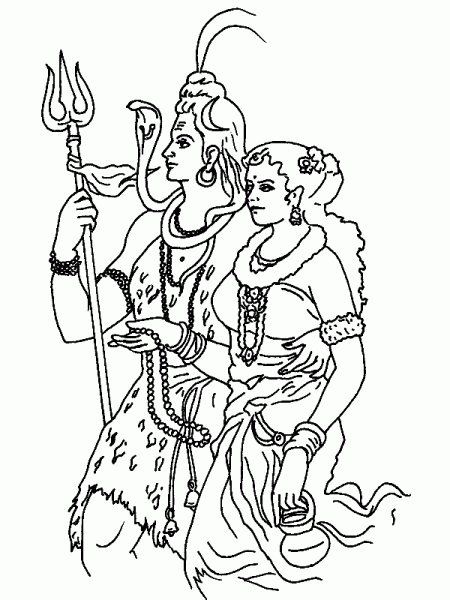 Shiva Parvati Ganesh Coloring Page Sketch Coloring Page