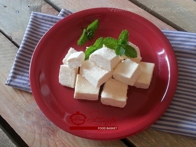 Seenas Food Basket: Homemade Paneer Cubes Recipe / How to Make Paneer ...
