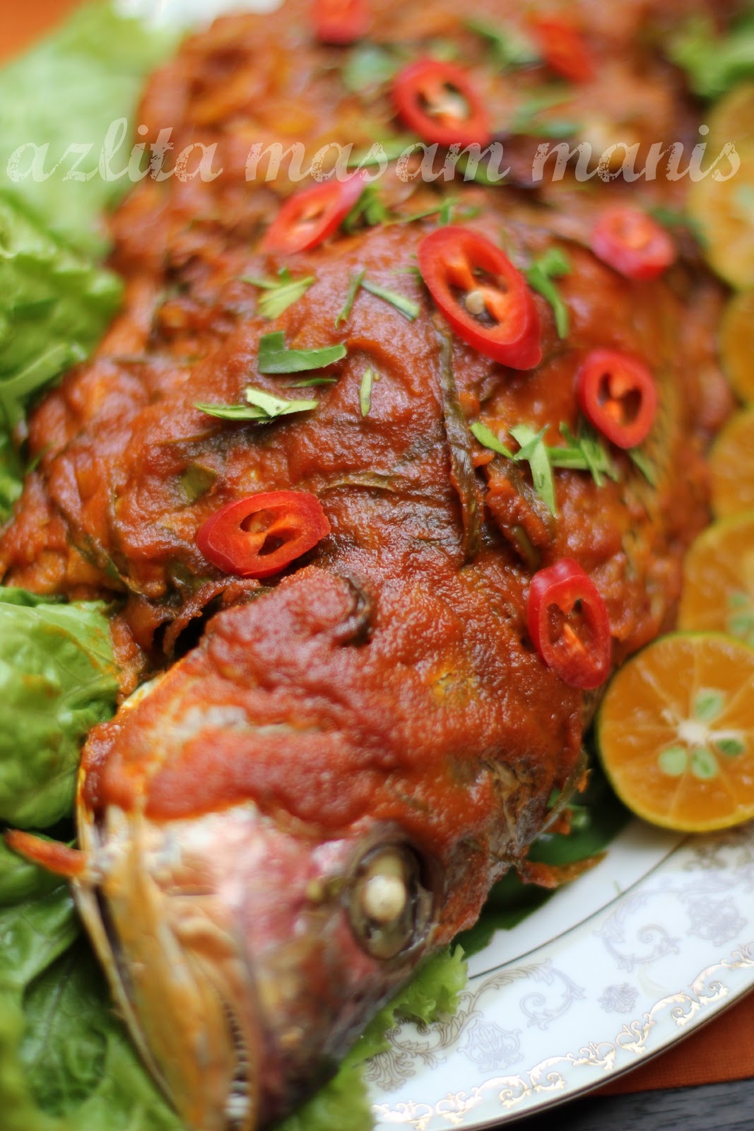 IKAN JENAHAK BAKAR ALA NYONYA - masam manis