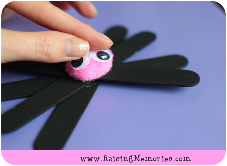 Popsicle Stick PomPom Spider Craft