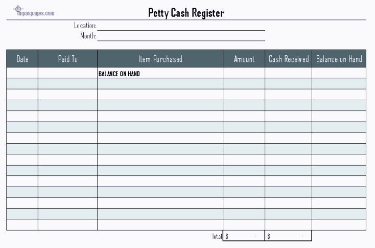 Excel Templates Format: Petty Cash Log Templates