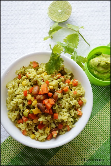Pinto Beans-Avocado Rice ~ Tamalapaku