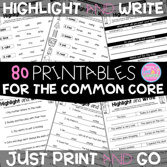 Teaching With Love and Laughter: Common Core Printables