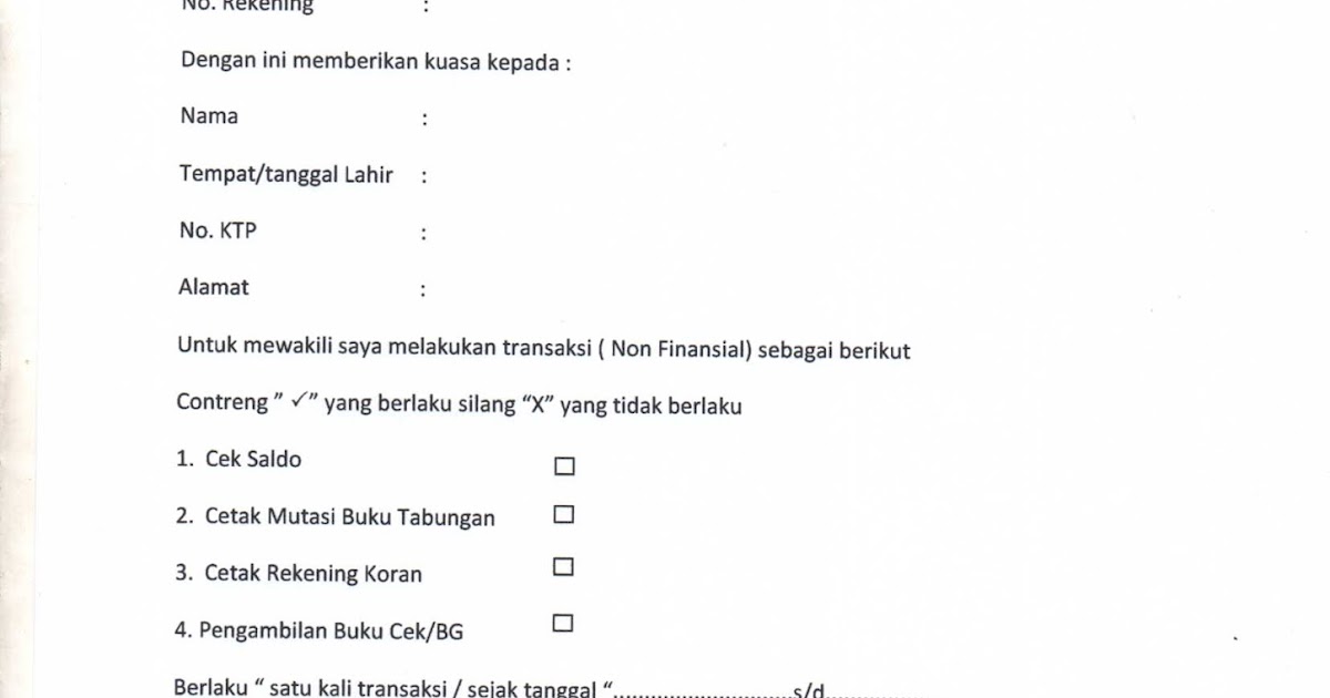 Contoh Surat Kuasa Bank Btn - Contoh Surat Kuasa