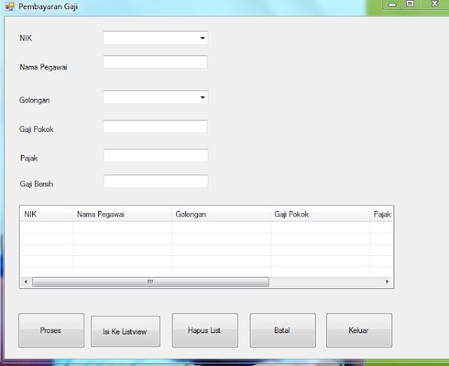 cara membuat pemograman pembayaran gaji menggunakan VB ~ Program komputer