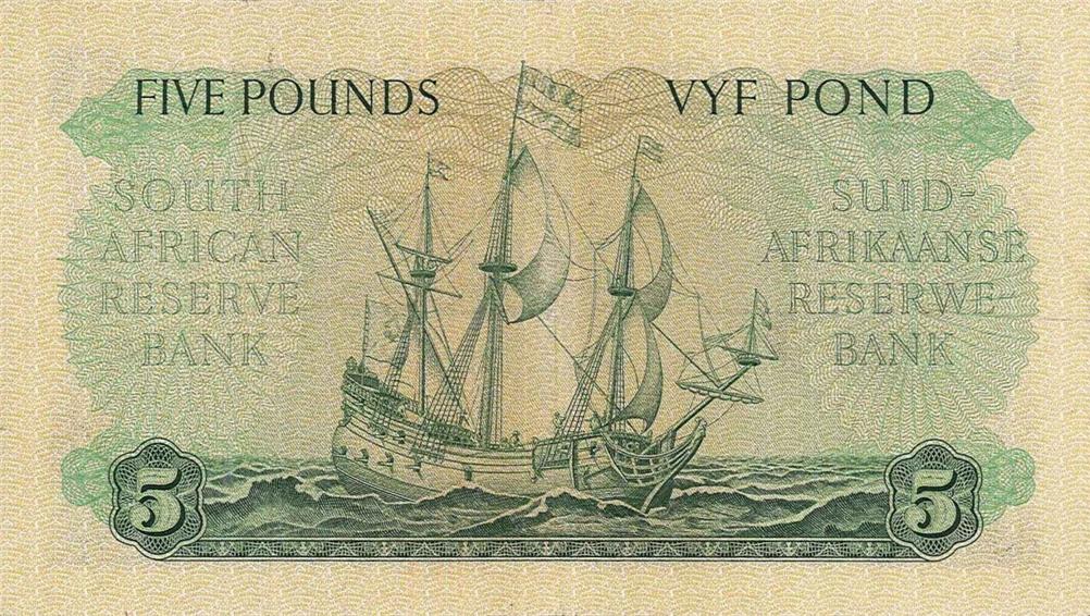 South Africa banknotes £ 5 Pounds banknote of 1954 South African ...