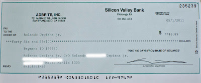 Lakbay LENTE: How to Encash AdBrite Check?