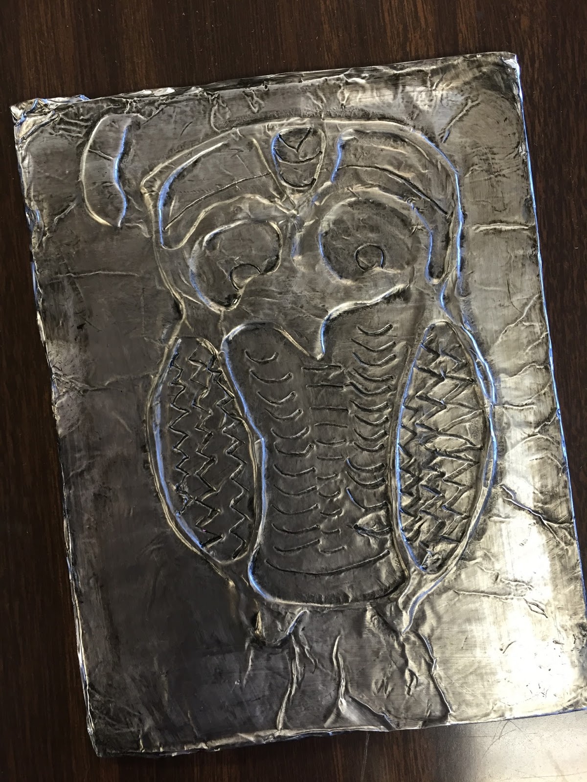 Elements of the Art Room: 5th grade foil owl relief