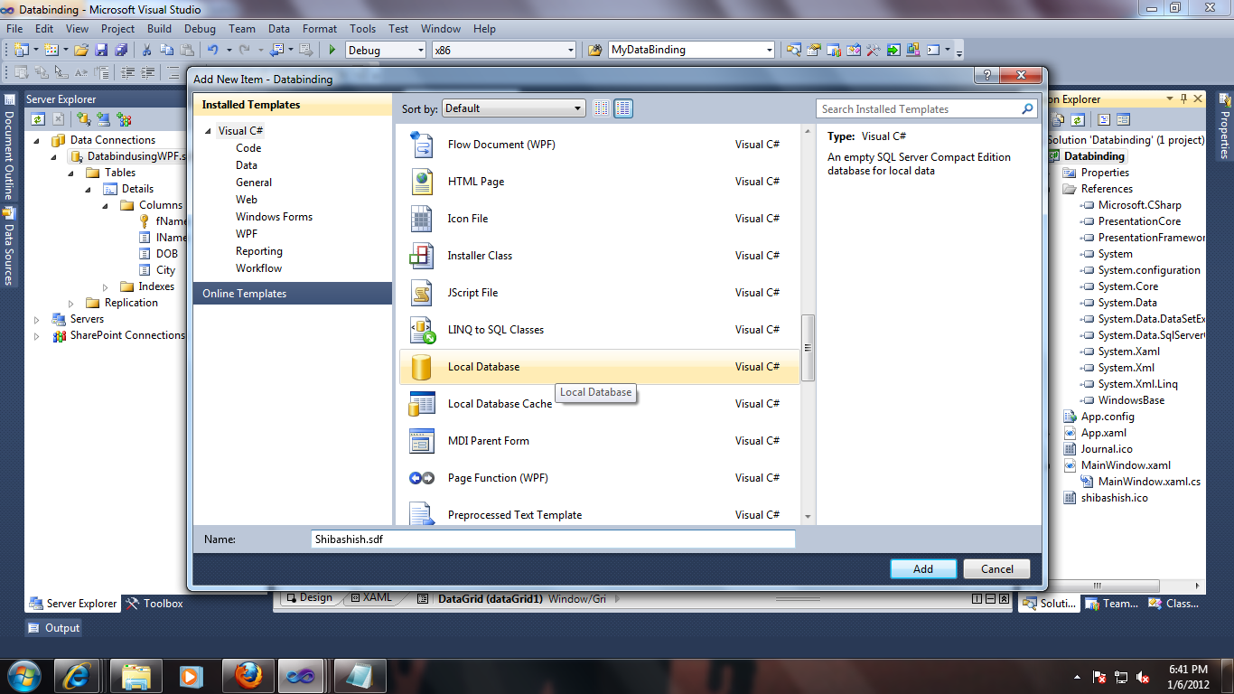 Dotnetocean Datagrid In Wpf Using Sql Server Compact 3 5 Sp1