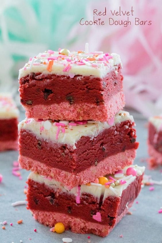 Red Velvet Cookie Dough Bars - Food Delicious Ideas