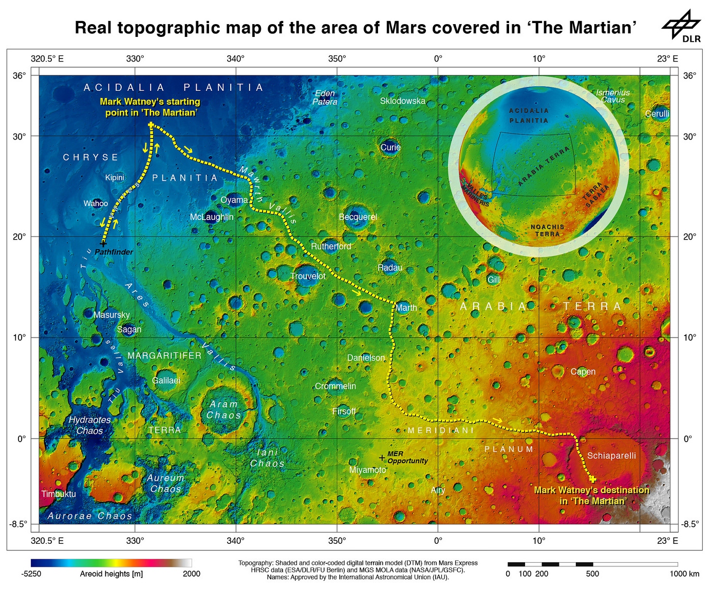 Meridianos: El recorrido de 'El Marciano' reconstruido utilizando ...