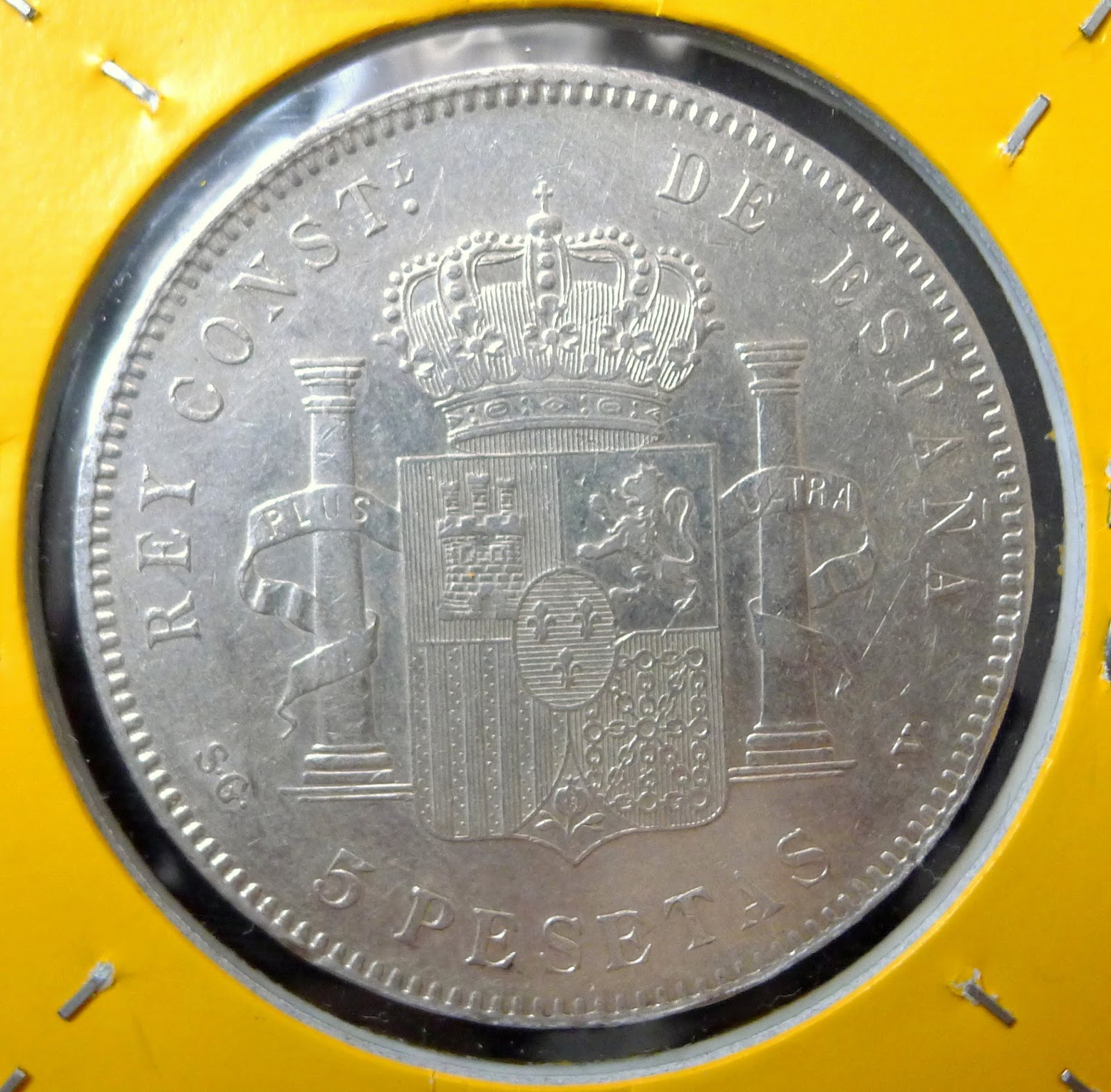 My Collection Of Crown Size Silver Coin: Spain Alfonso XIII 5 Pesetas 1898