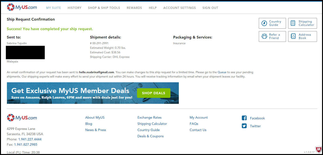 Have your own US address with MyUs | How To & My Review | Sabrina ...