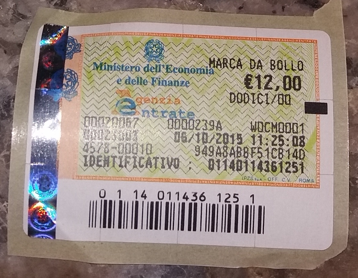 CULTURA FILATELICA: Marca da Bollo da 12 e 16 euro