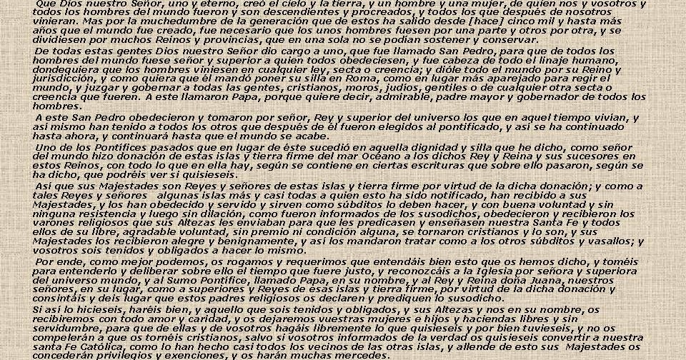 maitland fromer: Requerimiento, de Juan López Palacios Rubios, 1513