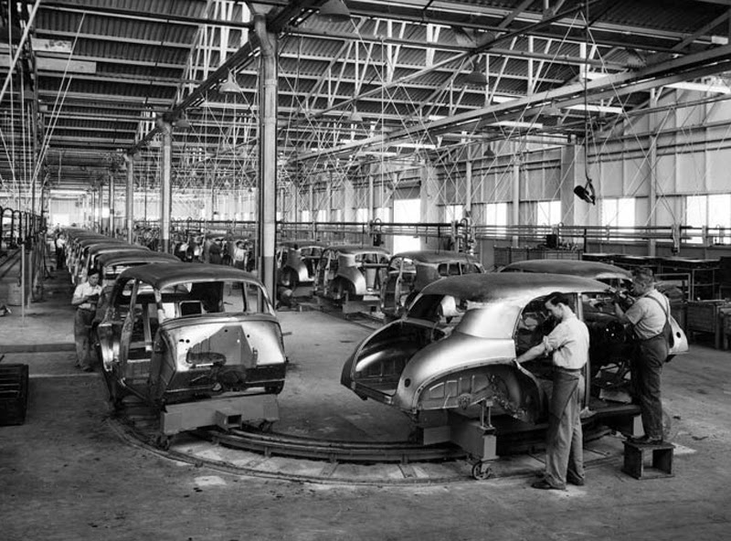 transpress nz: Holden assembly plant in Woodville, South Australia, 1950