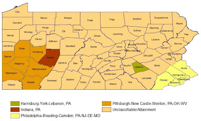PA Environment Digest Blog: DEP: 14 Counties Nonattainment Areas For ...