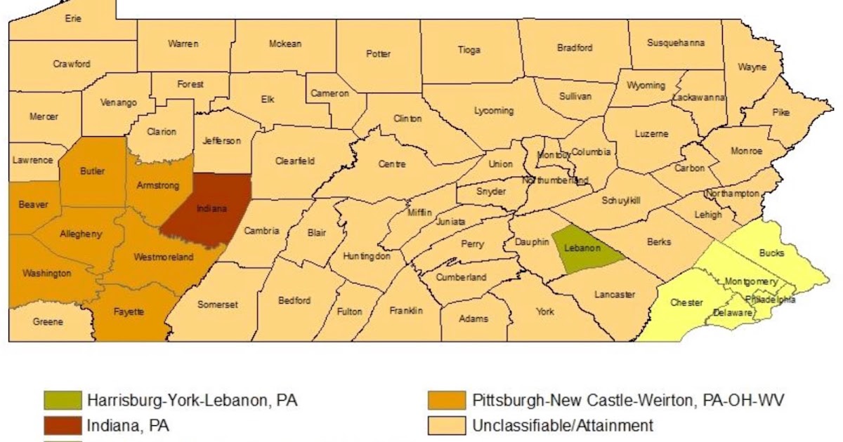 PA Environment Digest Blog: DEP: 14 Counties Nonattainment Areas For ...