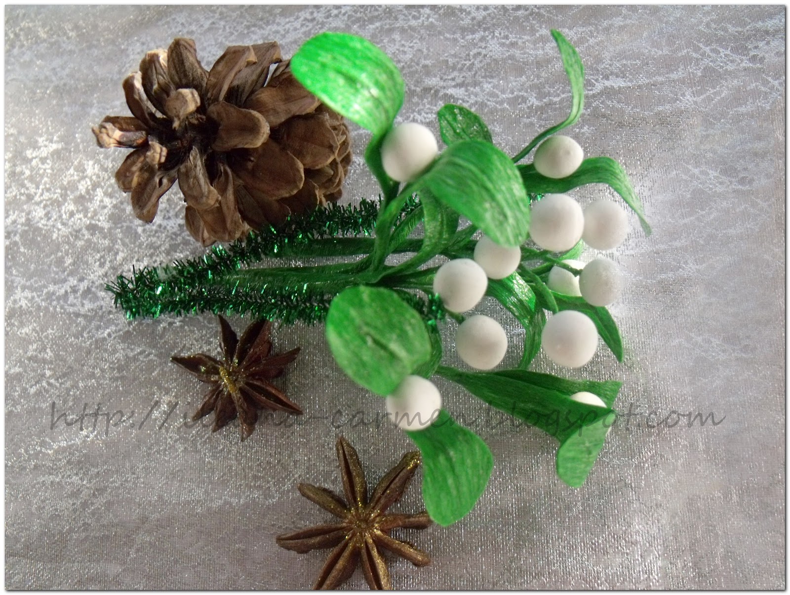 hobbies: TUTORIAL: WHITE MISTLETOE FROM POLYMER CLAY AND CREPE PAPER