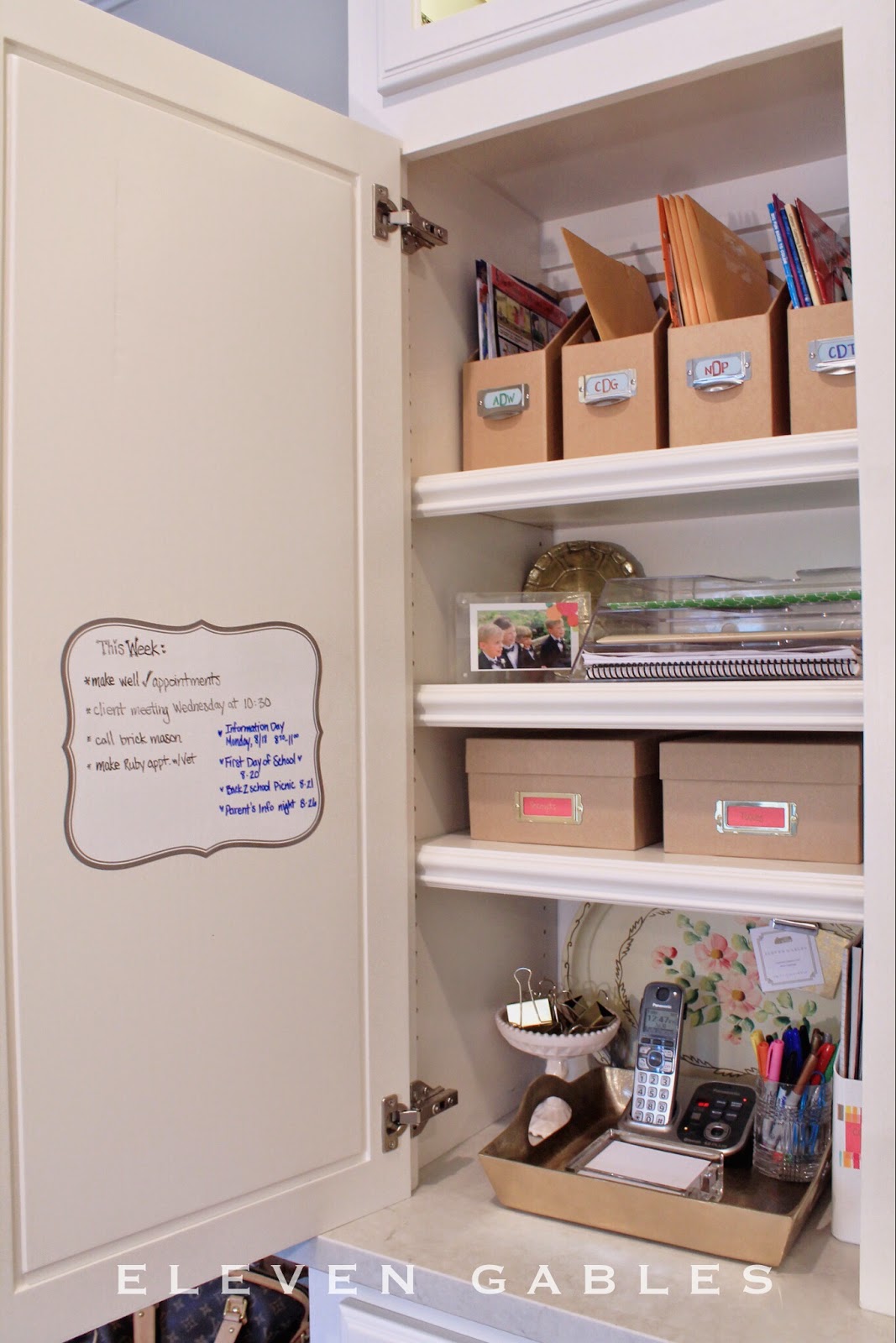Hidden Appliance Cabinet and Desk Command Center in the Kitchen ...