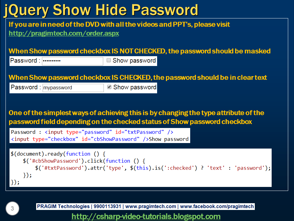 Sql Server And C Video Tutorial Jquery Show Hide Password