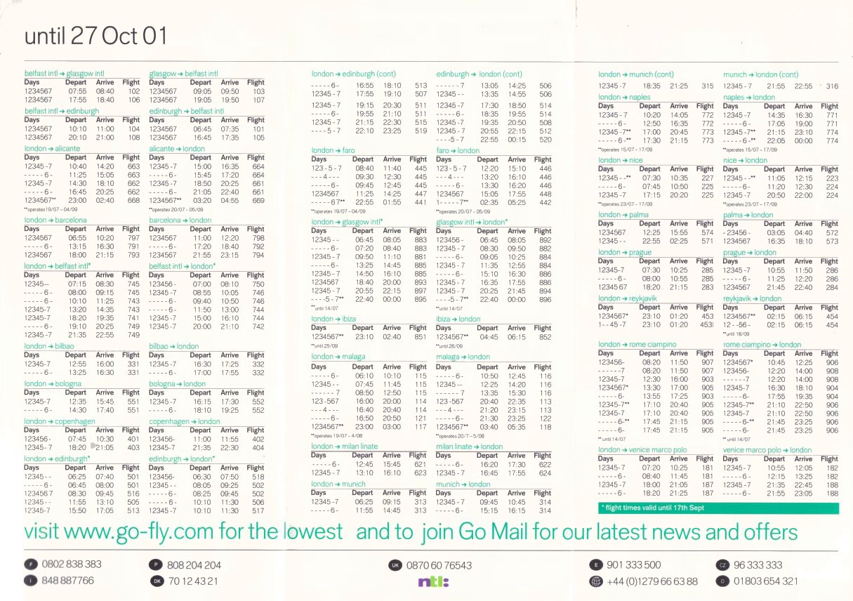 Airline memorabilia: Go (2001)