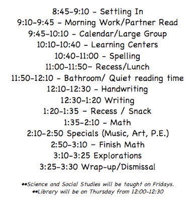 Life is "sweet" in First Grade!: Daily Classroom Schedule