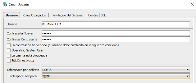 Crear usuarios, asignar y revocar roles en Oracle XE con SQL Developer