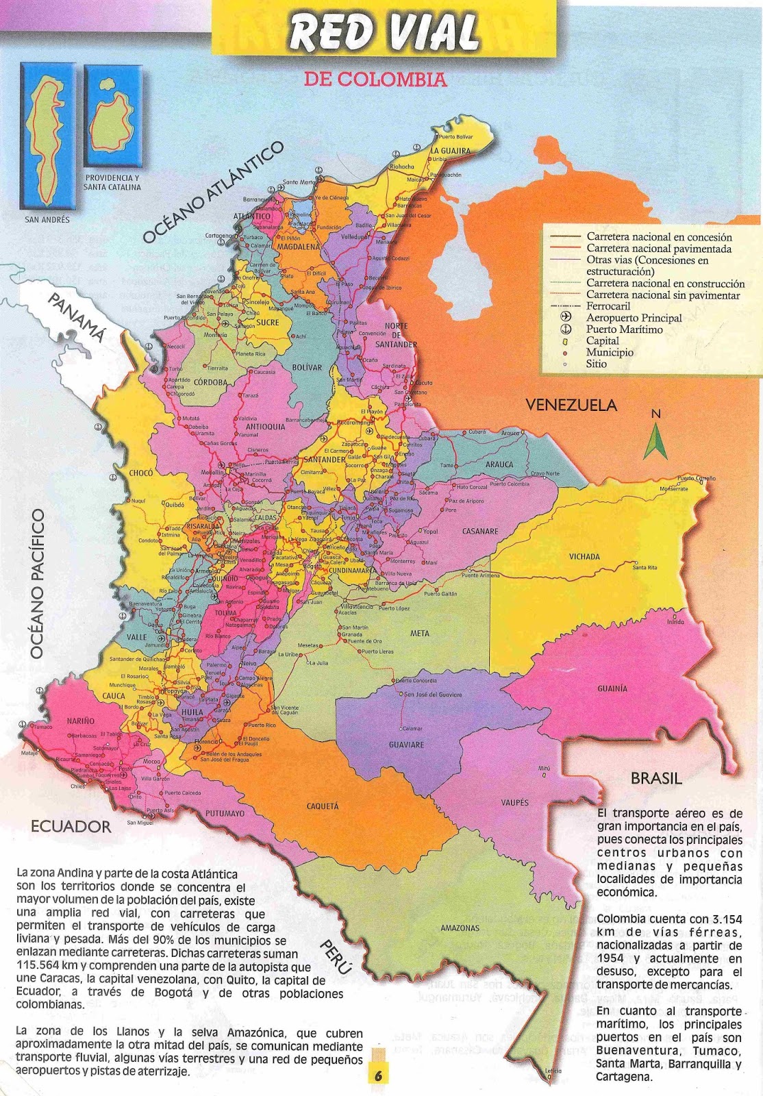 Mapas de Colombia: MAPA DE LA RED VIAL DE COLOMBIA