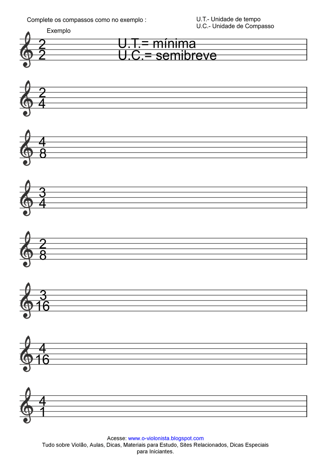 O Violonista: Figuras de Ritmo / Fórmula de Compasso