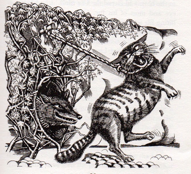 John Vernon Lord: Tibert the Cat caught in a snare,