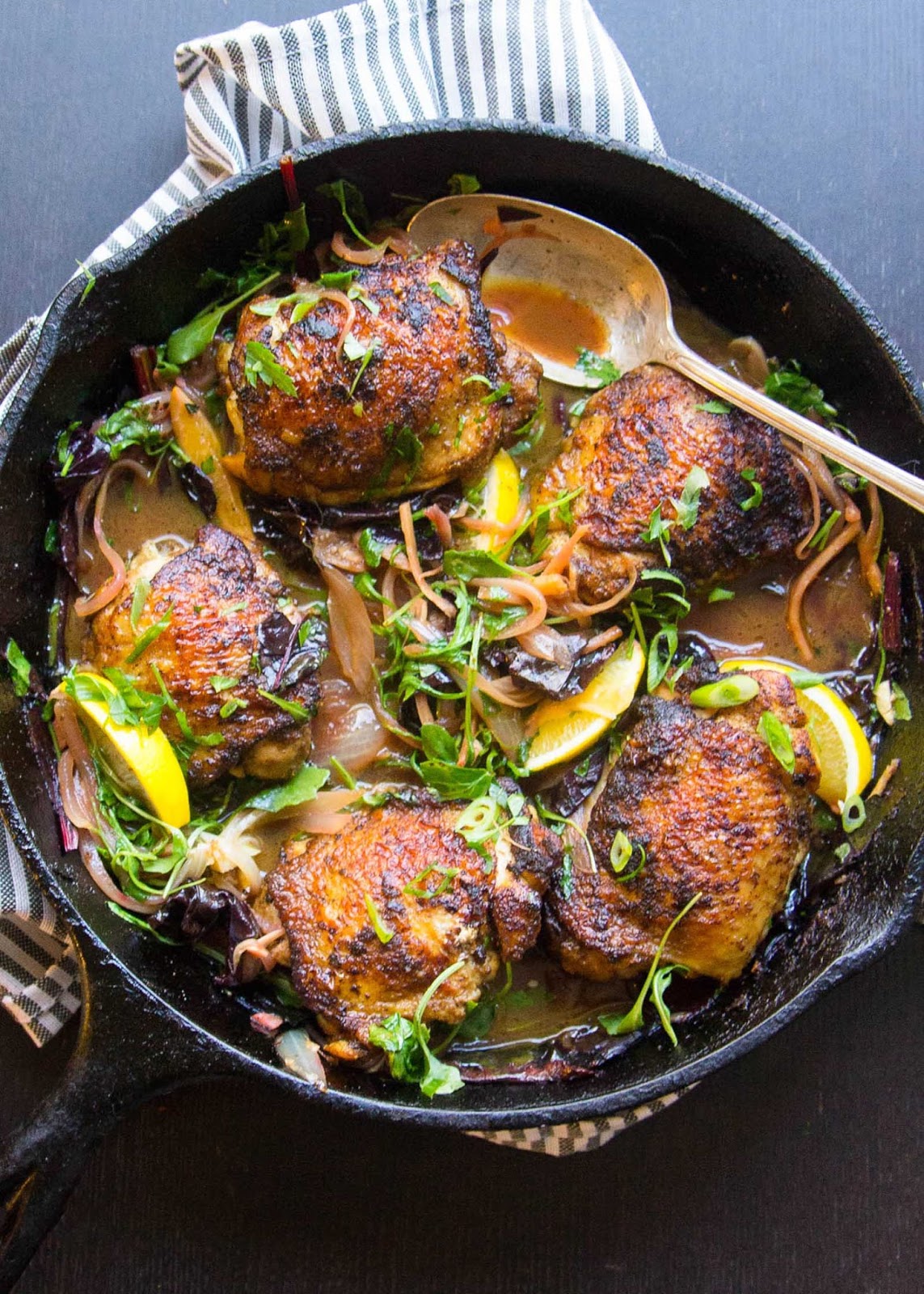 Crispy Curried Chicken Thighs with Wilted Greens - Your Recipes Here