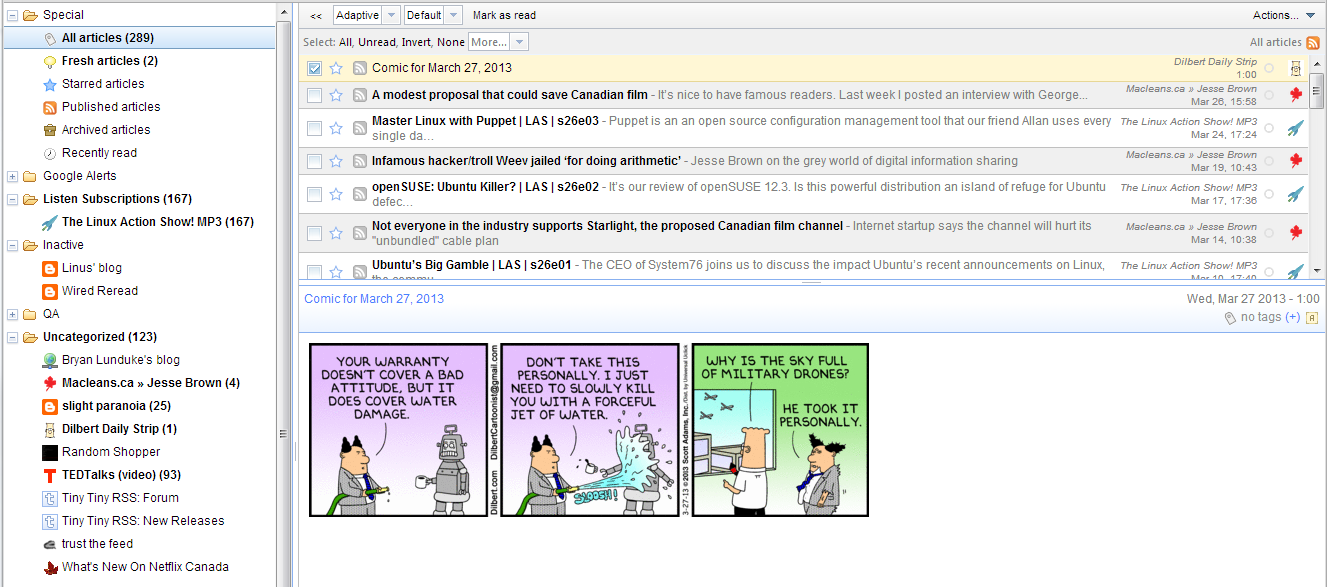 Tiny Tiny RSS as a Google Reader Replacement