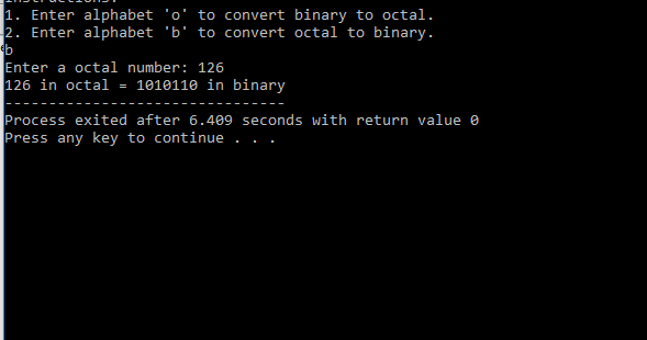 C Program For Convert Binary to Octal and Vice Versa Using Function