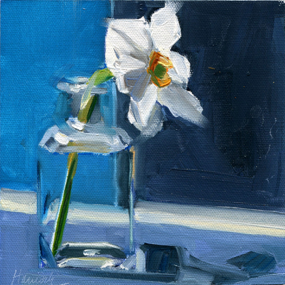 Gretchen Hancock's Paintings: Yellow Centered Jonquil Charcoal Wall