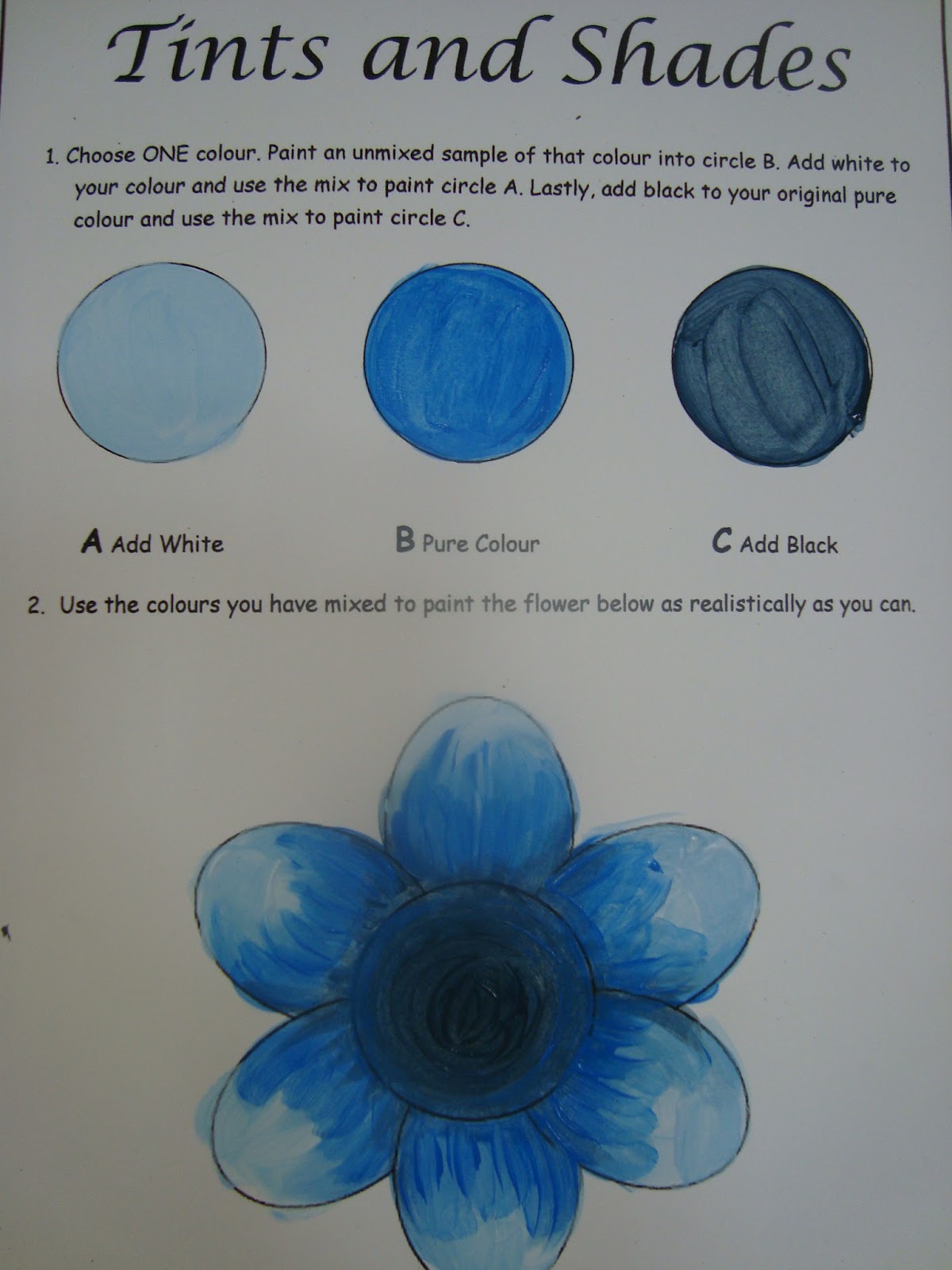 Once upon an Art Room: Tinting and Shading- skills worksheet