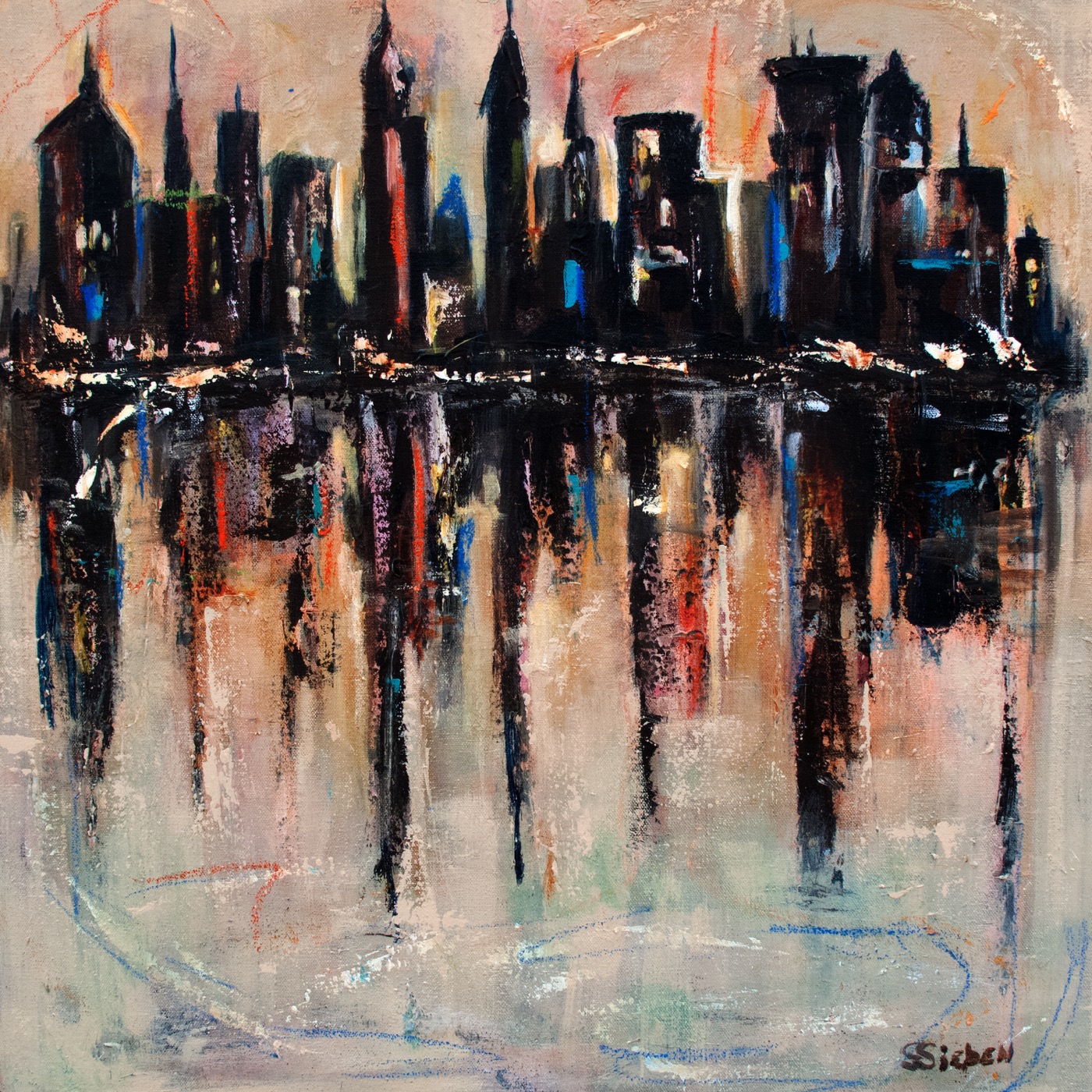 Daily Painters Abstract Gallery: “Down Town II - abstract cityscape ...