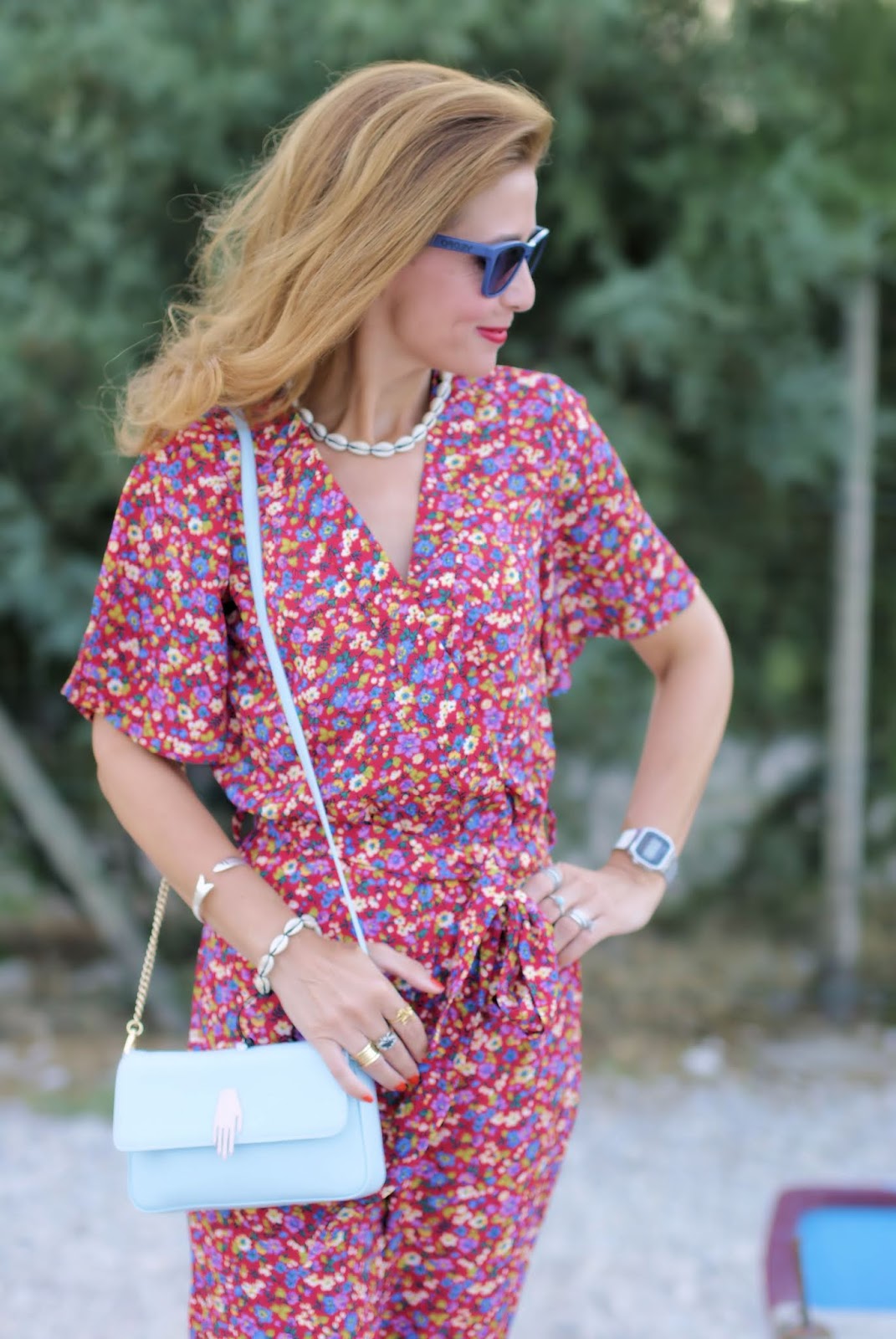 Floral jumpsuit and baby blue furry slippers | Fashion and Cookies ...