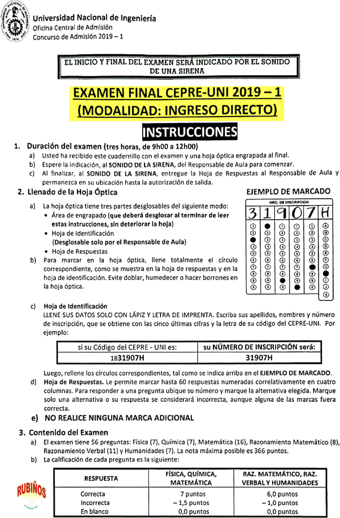 EXAMEN FINAL CEPREUNI 2019-2 2019 I SOLUCIONARIO ADMISIÓN UNIVERSIDAD ...
