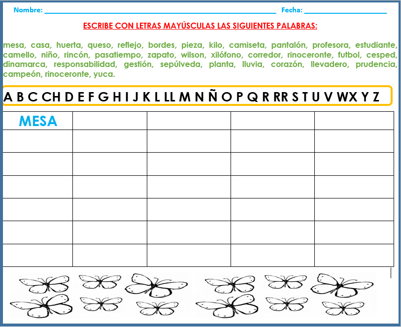 Fichas de Primaria: Mayúsculas y minúsculas
