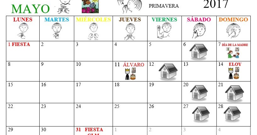 SUSANA Maestra de A.L.: Calendario Mensual MAYO
