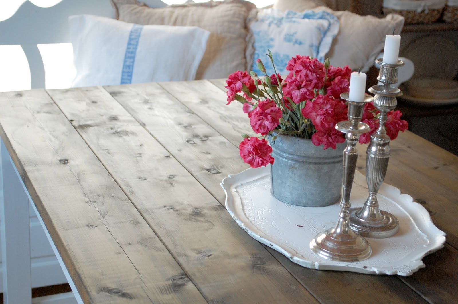 WHITE AS LINEN: farm house table