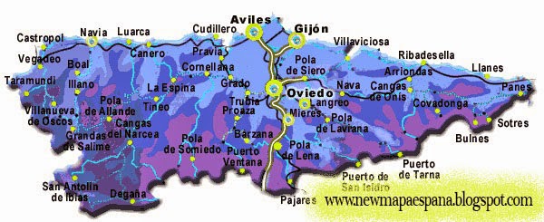 Asturias Mapa Político Región | Mapa Espana Político Región Provincia ...