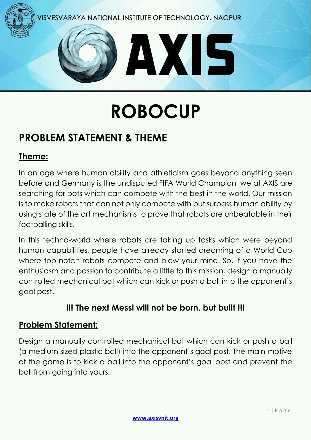 Robobot for Robo cup competition at AXIS VNIT