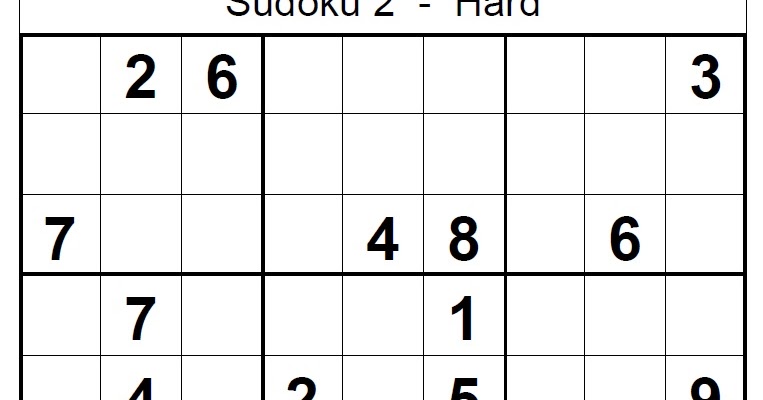 Hard Sudoku Puzzle no 2 - Sudoku Hard Puzzles
