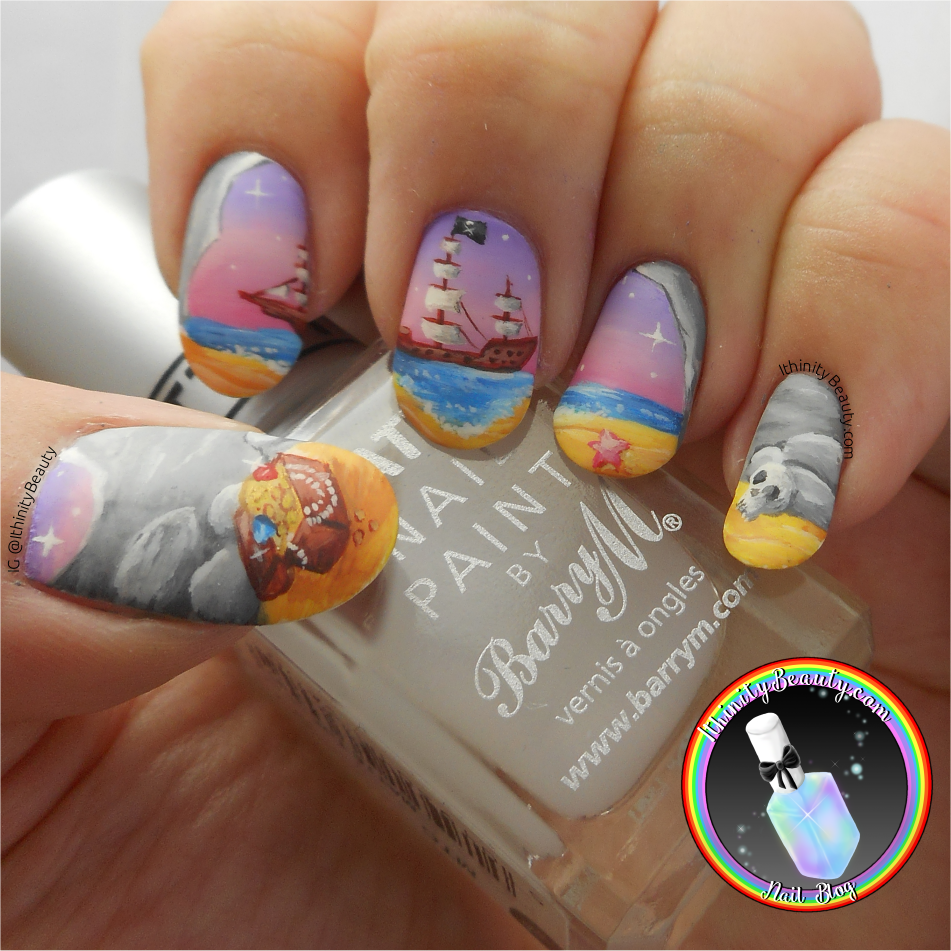 Freehand Pirate Ship & Hidden Treasure Cove Nail Art | IthinityBeauty ...