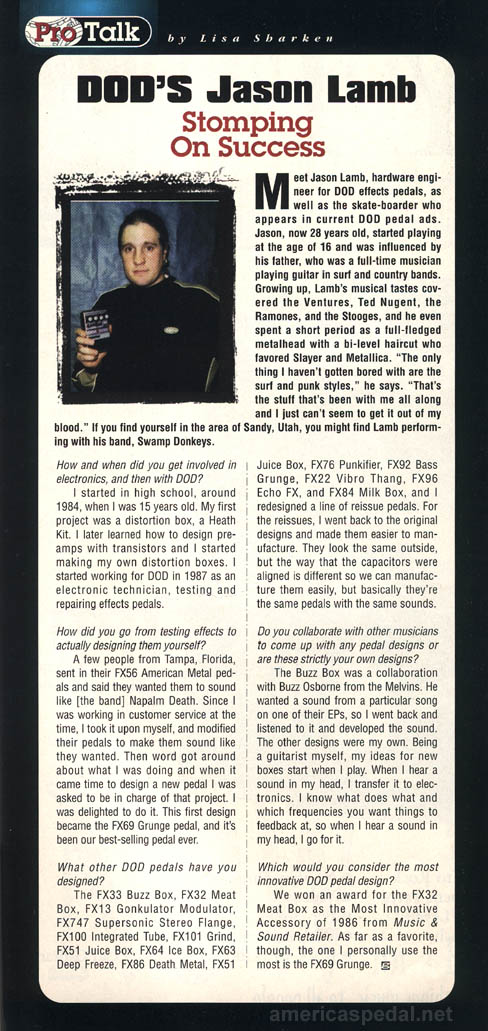 Gear Otaku: DOD のデザイナーJason Lamb が死去。Grunge、Death Metal、Gonkulator、Buzz ...