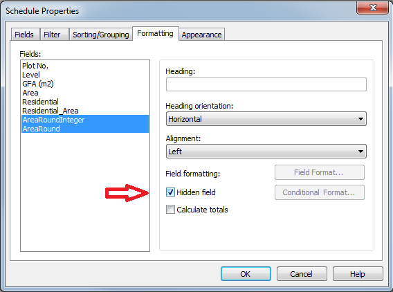 Revit-SG: Total GFA in Schedule not equal to Sum of Rounded Values in Table
